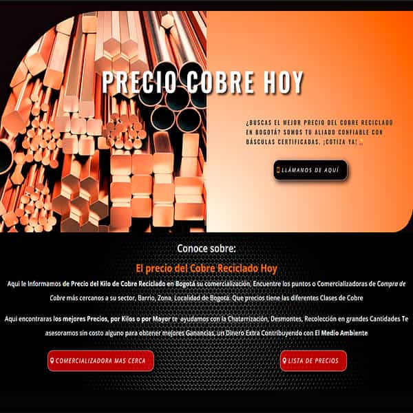 Precio del cobre hoy actualizado 📈 Compra de Cobre Reciclado
